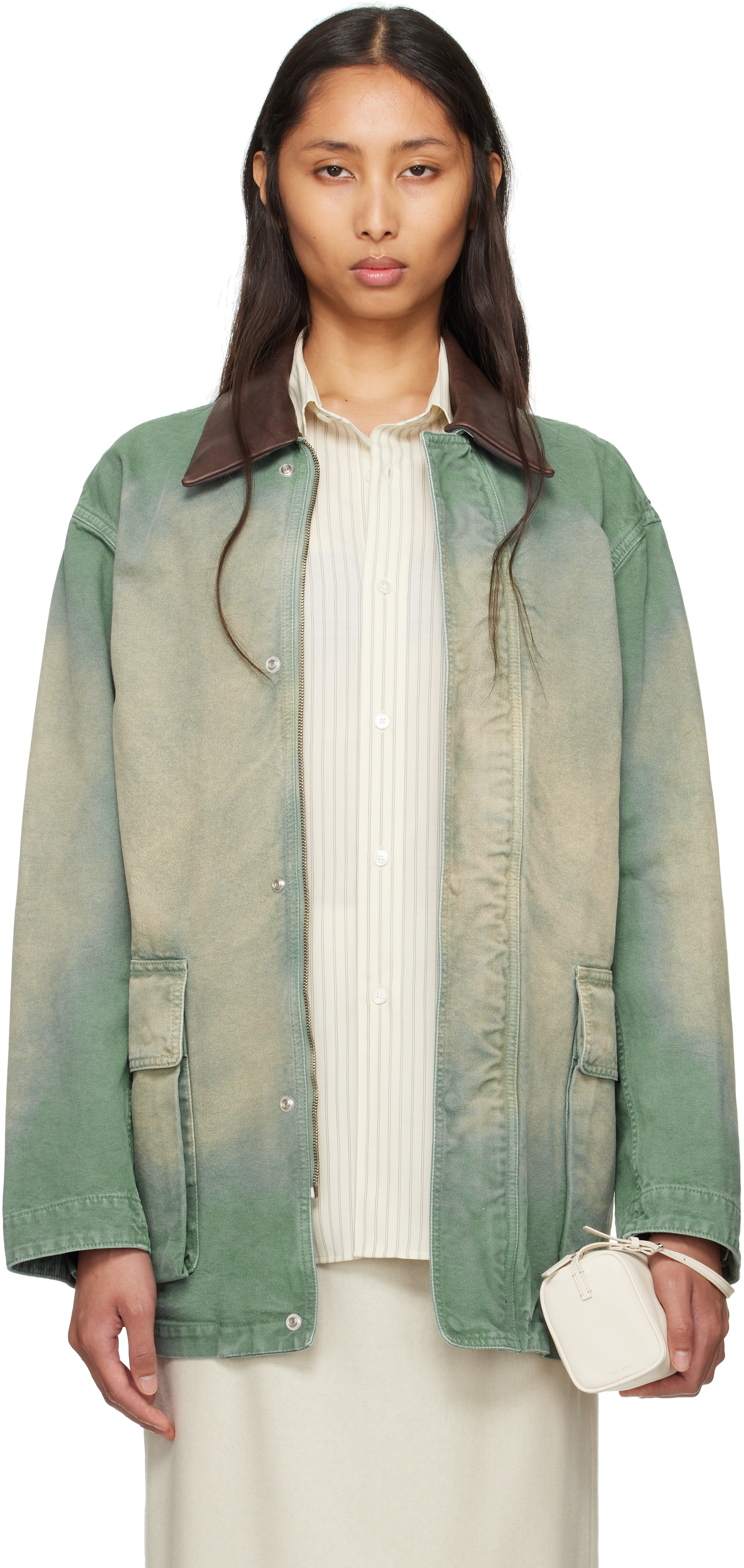 Auralee Organic Cotton Duck Jacket - Ash Green | Editorialist